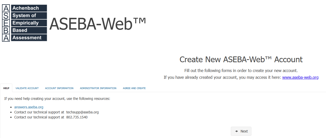 How to Set Up Your New ASEBA-Web Account - answers.aseba.org