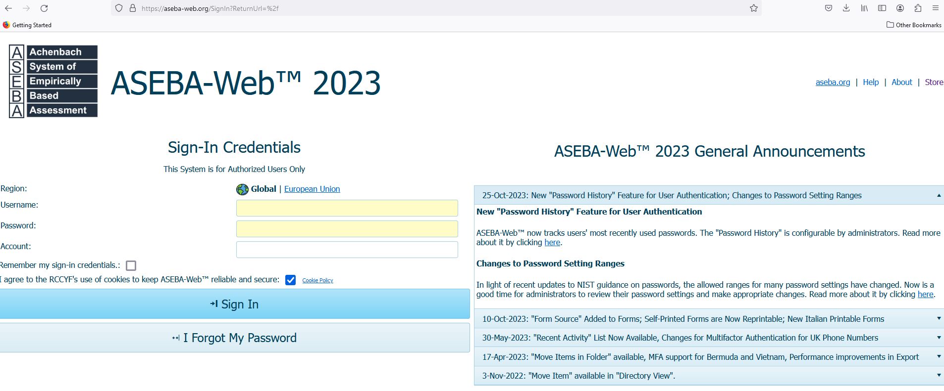Is my username and password for the Aseba Store (store.aseba.org) website the same as the Aseba ...