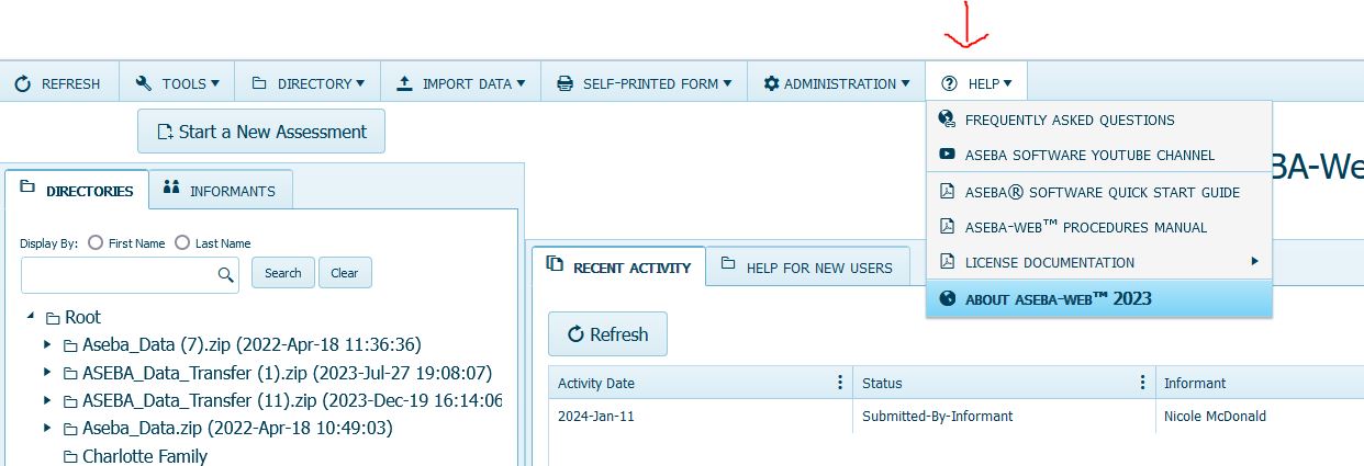What version of ASEBA-Web do I have? - answers.aseba.org