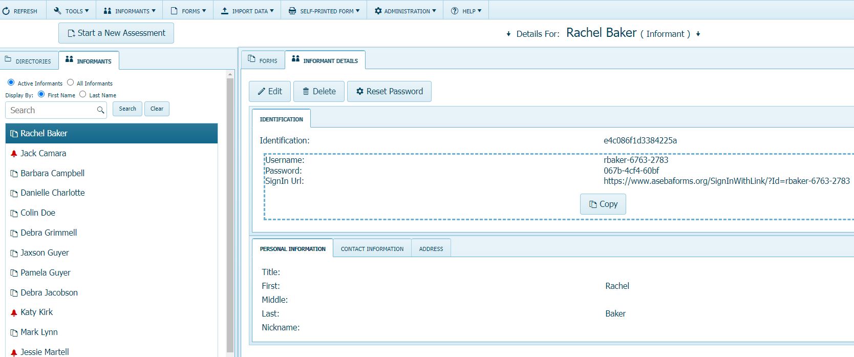 How do I reset an informant’s password? - answers.aseba.org