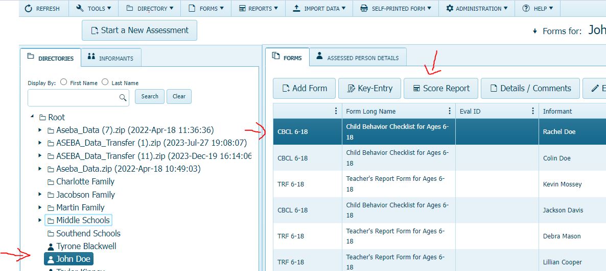 How do I score or view a report? - answers.aseba.org