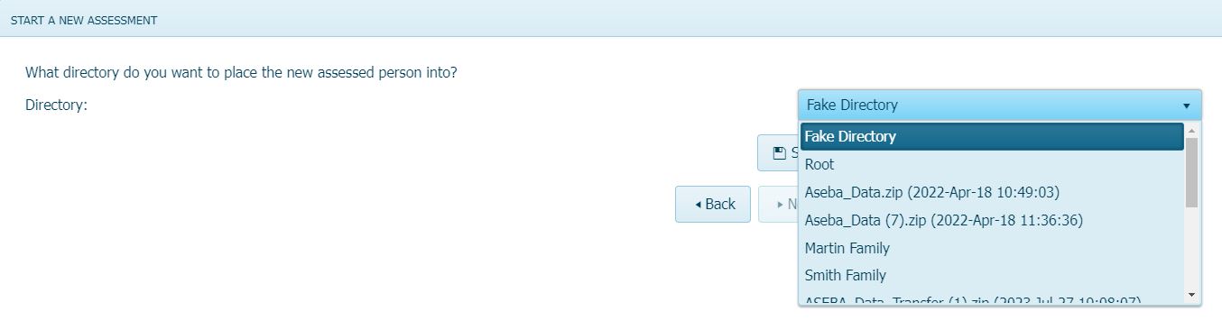 Start a New Assessment wizard for adding Assessed Persons, adding Forms ...
