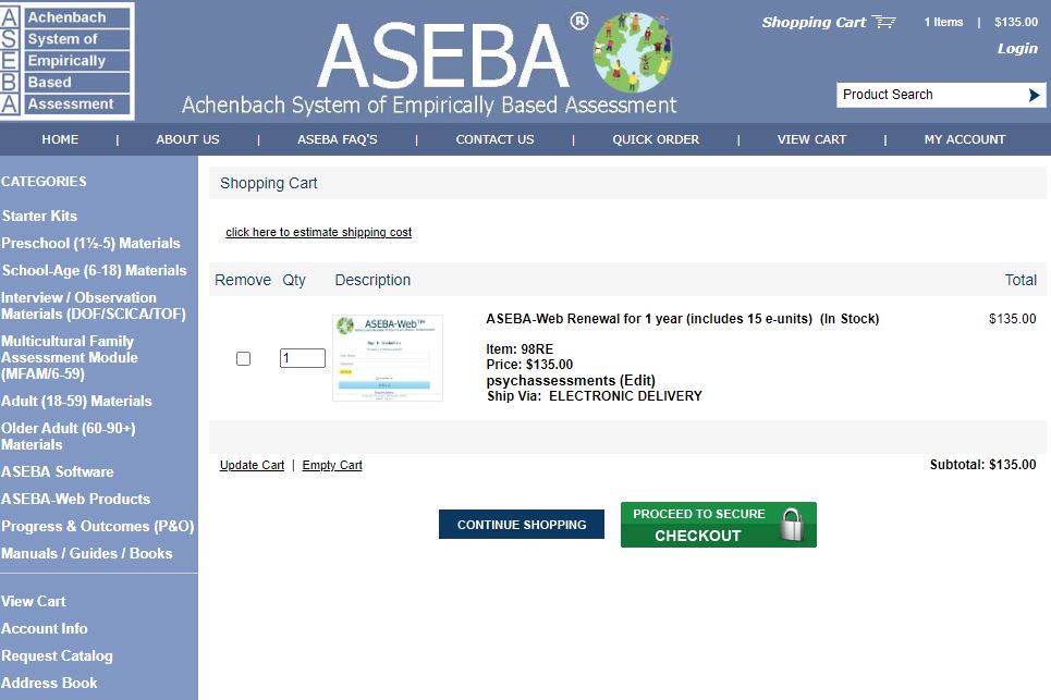 How to renew my ASEBA-Web account from ASEBA Store Website (without logging in) - answers.aseba.org